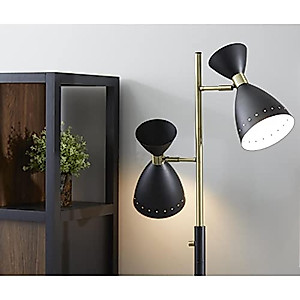 Adesso 4285-01 Oscar Tree Lamp, 68 in, 2 x 40W, Black w/Antique Brass, 1 Floor Lamps