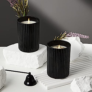 Lavender Candle for Home Scented: Vanilla Soy Candle Gift Set for Men Women 100% Natural Cotton Wicks 6.3 Oz 36 Hours Long Burning,Black Large Jars Eucalyptus Aromatherapy Candle Home Birthday Decor