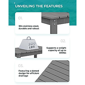 SERWALL HDPE Patio Coffee Table, Rectangle Outdoor Coffee Table, All Weather Patio Table for Deck, Pool, Balcony, Indoor or Outdoor Use, Grey