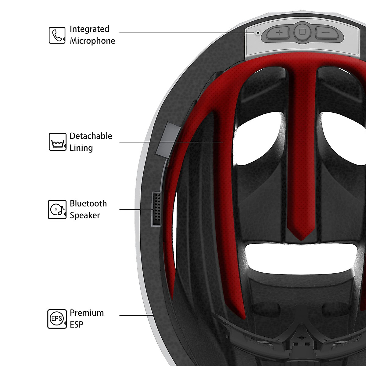 Smart4u SH20 Bluetooth Mountain Bike Helmet with Speakers & Built-in Microphone, CE CPSC Certified, Ultralight & Ventilated, MTB&Road Bike Helmet for Adults Men Women