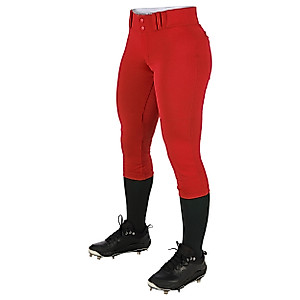 CHAMPRO Girls Tournament Traditional Low-Rise Softball Pant, Large, Scarlet