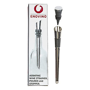 ENOVINO Aerating Wine Pourer, Strainer and Stopper