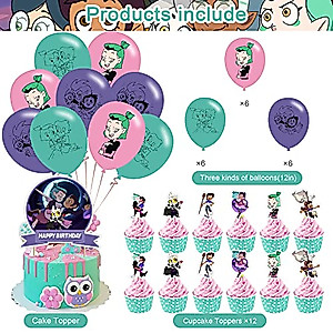 The owl House Party Decorations,Birthday Party Supplies For owl House Party Supplies Includes Banner-Cake Topper-12 Cupcake Toppers-18 Balloons