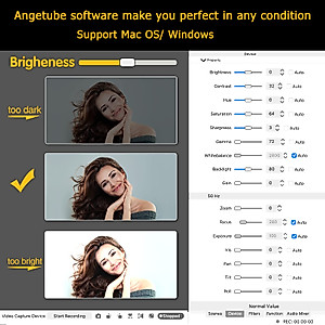 Angetube 1080P HD Webcam, USB Web cam with Autofocus Built-in Microphone & Privacy Cover，Webcam for Laptop，Streaming Web Camera for Skype/Zoom/FaceTime/Hangouts - Control Software Included