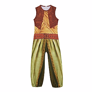 Jurebecia Girls Raya Costume Sets Birthday Party Dress up Kids Halloween Christmas Cosplay Outfits with Cape Children Pretend Play Jumpsuit Clothes Size 8-9 Years