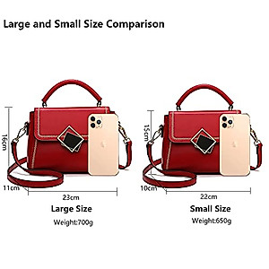 JESSWOKO Women Fashion Crossbody Small Square Top Handle Hand Bag Leather Satchel Bags Purse Handbags for Women Red L