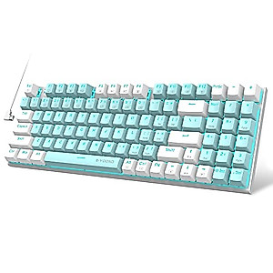 E-YOOSO Mechanical Keyboard, Wired Compact Computer Keyboard, Backlit Gaming Keyboard 94 Keys with Arrow Keys & Numpad for PC/Mac Gamer, Typist, Linear Red Switch