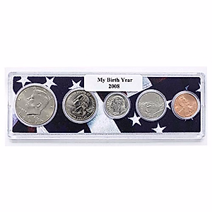 2008-5 Coin Birth Year Set in American Flag Holder Uncirculated