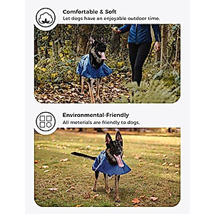 Wantdo Large Dog Padded Rain Jacket Waterproof Warm Winter Jacket Refletive Size 23 Blue