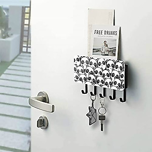 Vnurnrn Key Holder Shelf for Wall (Panda Faces), Decorative Keychain Hanging Rack Organizer Wall Mount Adhesive or Fixed by Nail Size 7.1×4.1×1.2 in