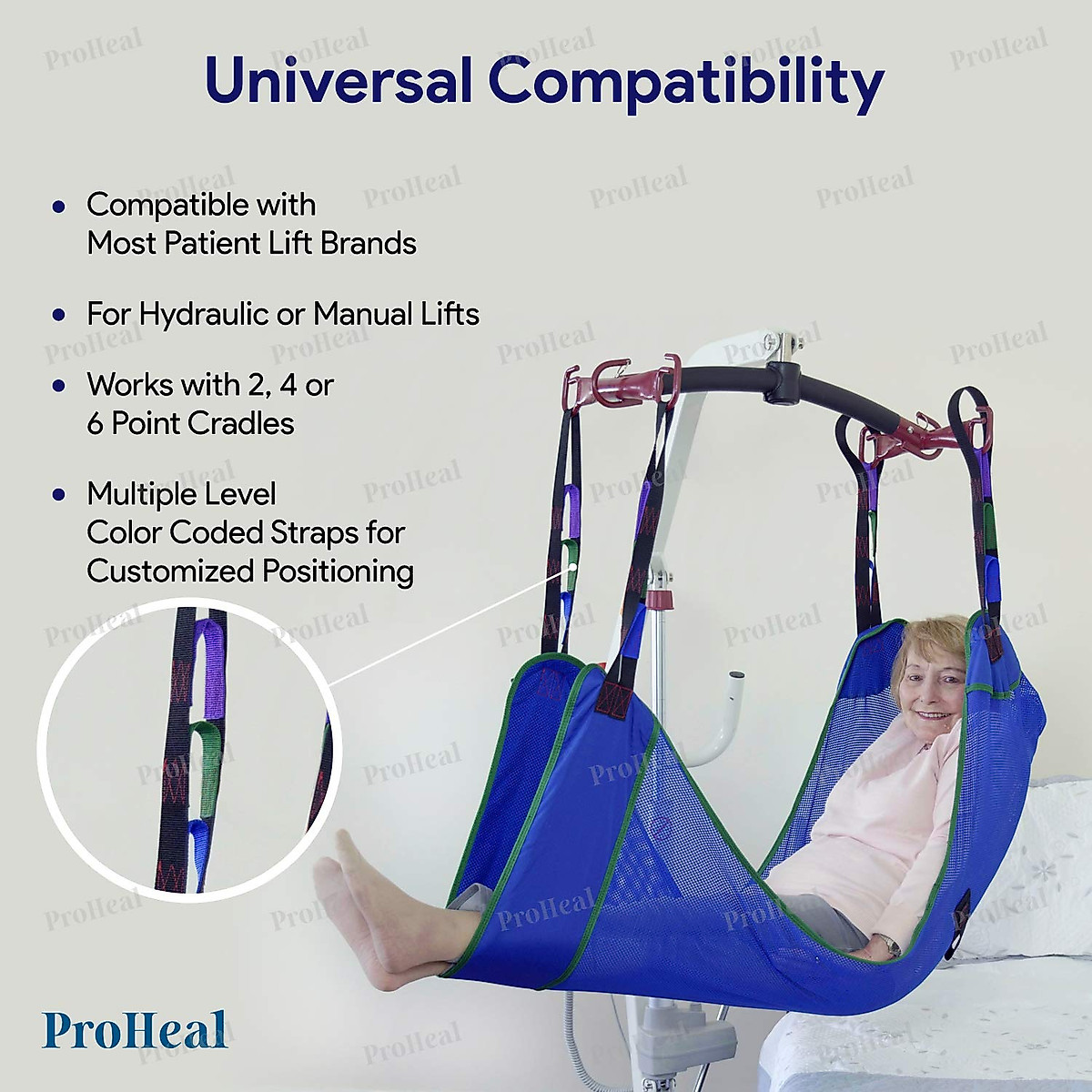 ProHeal Universal Full Body Mesh Lift Sling, XX Large, 52" x 44.5" - Polyester Slings for Patient Lifts - Compatible with Hoyer, Invacare, McKesson, Drive, Lumex, Joerns and More