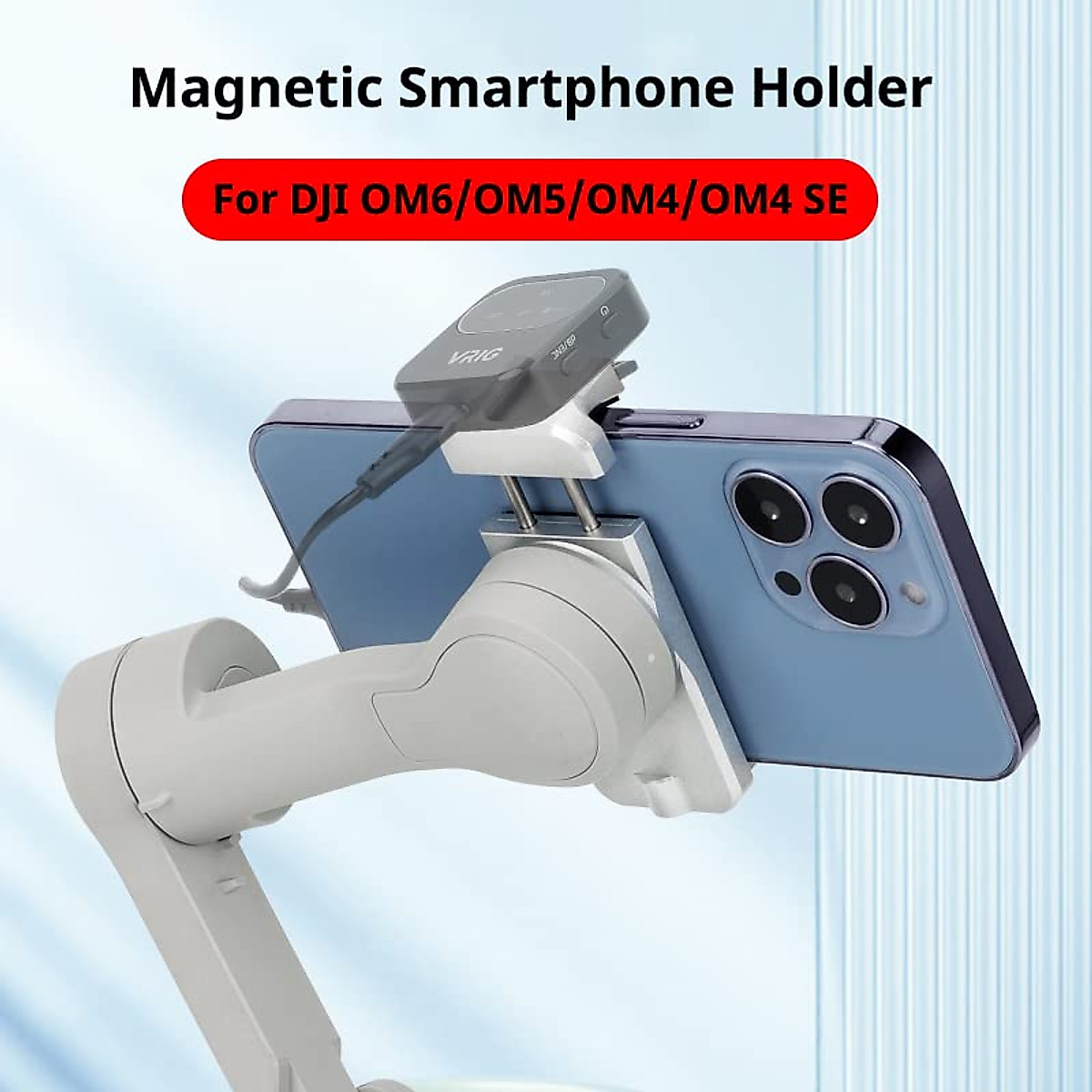 HAFOKO OM6 Metal Magnetic Phone Holder with Cold Shoe for Microphone Smartphone Tripod Mount Compatible for DJI OM 6 /OM 5/OM 4 Smartphone Handheld Gimbal Stabilizer Accessories