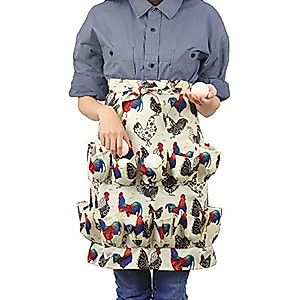 Foxyoo Egg Apron for Fresh Eggs,Egg Collecting Apron with Deep Pockets,Chicken Egg Apron for Women,Egg Baskets Holder Apron-Half Body Style