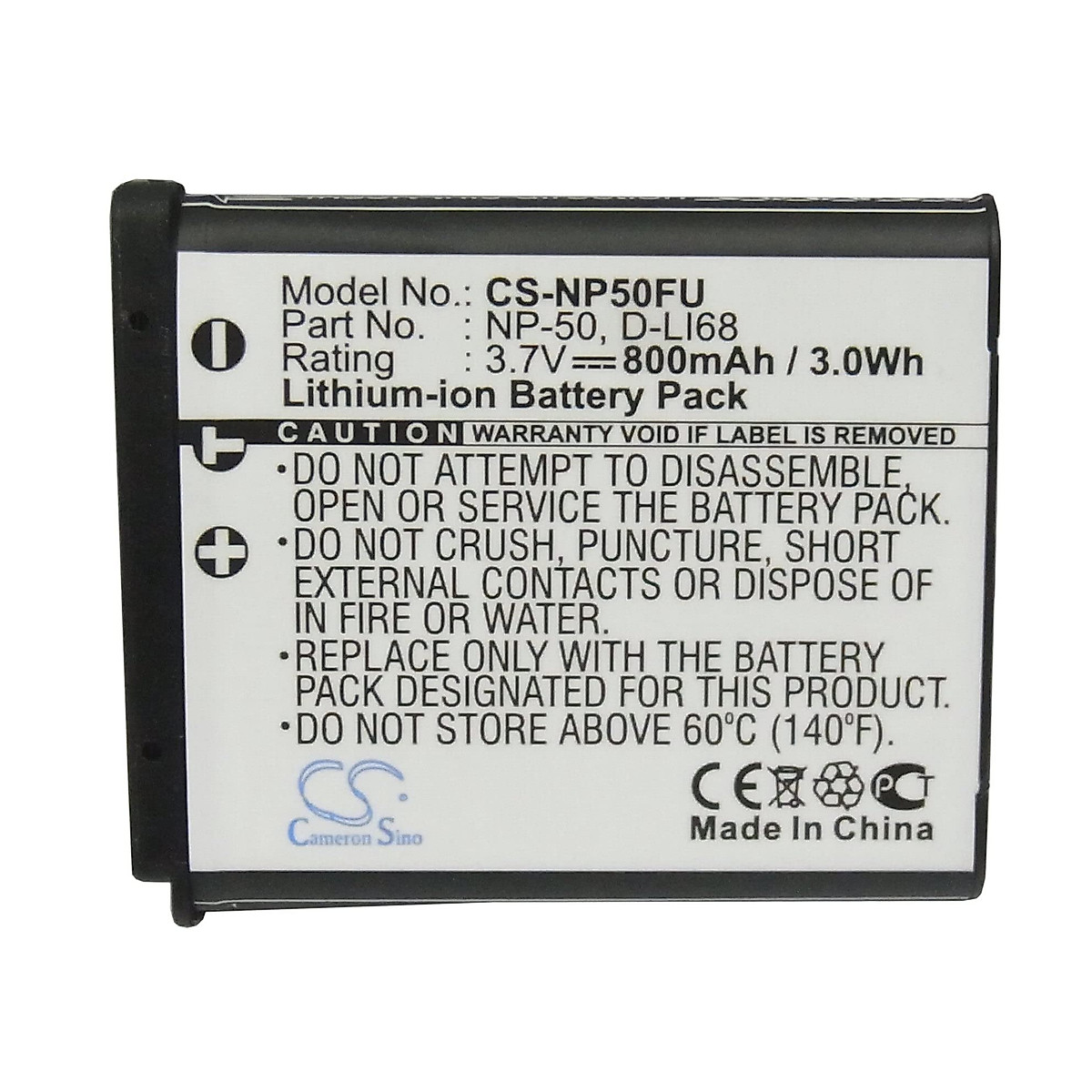 VINTRONS Replacement Battery for Fuji FinePix F900EXR, FinePix X10, FinePix X20 (800mAh/3.0Wh)