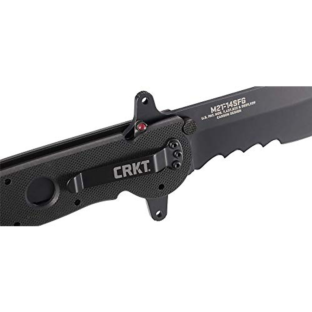 CRKT M21-14SFG EDC Folding Pocket Knife: Special Forces Everyday Carry, Black Serrated Edge Blade, Veff Serrations, Automated Liner Safety, Dual Hilt, G10 Handle, Reversible Pocket Clip
