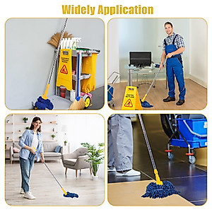 Nuogo 10 Pcs Mop Handle Commercial Heavy Duty 62 Inch Metal Mop Stick Replacement Yellow Replaceable Mop Stick with Jaw Clamp for Industrial and Household Floor Cleaning(Mop Head Not Included)