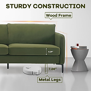Linyuanwai Velvet Loveseat Sofa, 50" Modern 2 Seaters Couch Comfy Upholstered Love Seat with 2 Pillows Metal Legs for Livingroom,Bedroom, Apartment,Small Space, Green
