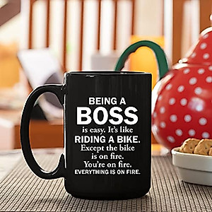 SeeCrab Being A Boss Is Easy Coffee Mug Tea Cup - Funny Boss Ceramic Mugs - Gift Idea For Boss Men Women Bosses Day From Employee - Customize 15 Oz Mug 11oz Cups Black (MUSEE-SRAB159C-MB7)