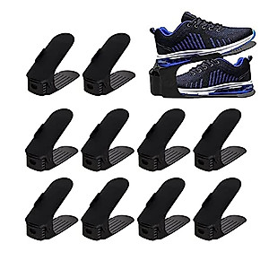 Chuye 10 Pcs Shoe Slots Adjustable Shoe Stacker Shoe Slots Organizer Stackable Shoe Organizer for Closet Adjustable Double Deck Shoe Rack Holder Shoe Slots Space Saver