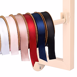 YAGEANNL Ribbon Storage Organizer,Wall Mounted Ribbon Organizer,Wrapping Paper Rack,7-Layer Metal Ribbon Storage for Craft Room,Flower Shop,Gift Wrapping Paper,Milky White