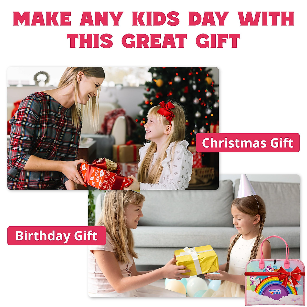 Bouncing Bobo Toddler Busy Board for 1 Year Old + Busy Book for Toddlers 1-3 with 25+ Educational Activities, Airplane Travel Essentials for Kids (Pink)