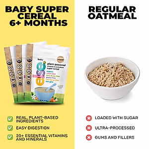 Else Nutrition Baby Cereal Stage 1 for 6 months+, Plant Protein, Organic, Whole foods, Vitamins and Minerals (Banana, 1 Pack)