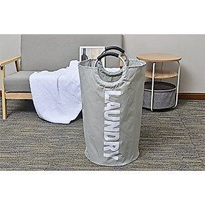 JIANUS Laundry Basket - 82L Large Fabric Laundry Hamper Bags (6 Colors) - Collapsible, Portable, Foldable Clothes Bag Waterproof, Durable Handles for Bathroom, Kids Room (Grey)