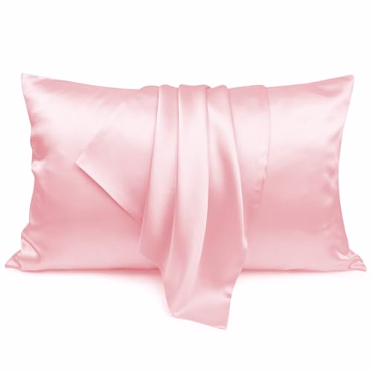 LULUSILK Pink Silk Pillowcase for Hair and Skin, Mulberry Silk Pillow Case with Zipper Closure, Standard Size, Pack of 1