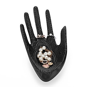 ELLDOO Buddha Hand Jewelry Tray Rings Holder Jewelry Display Hand jewelry Holder Trinket Dish Storage Decoration, Black