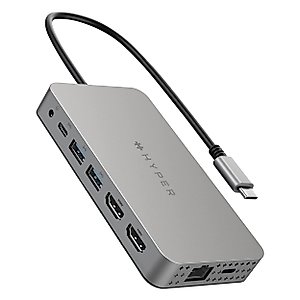HyperDrive 4K Dual HDMI USB C Hub M1 MacBook 10in1: Dual 4K HDMI, Gigabit Ethernet, USB-A, USB-C, USB-C 100W Power Delivery, MicroSD/SD, Headphone Jack for MacBook Pro/Air(M1), Windows PC, Chromebook