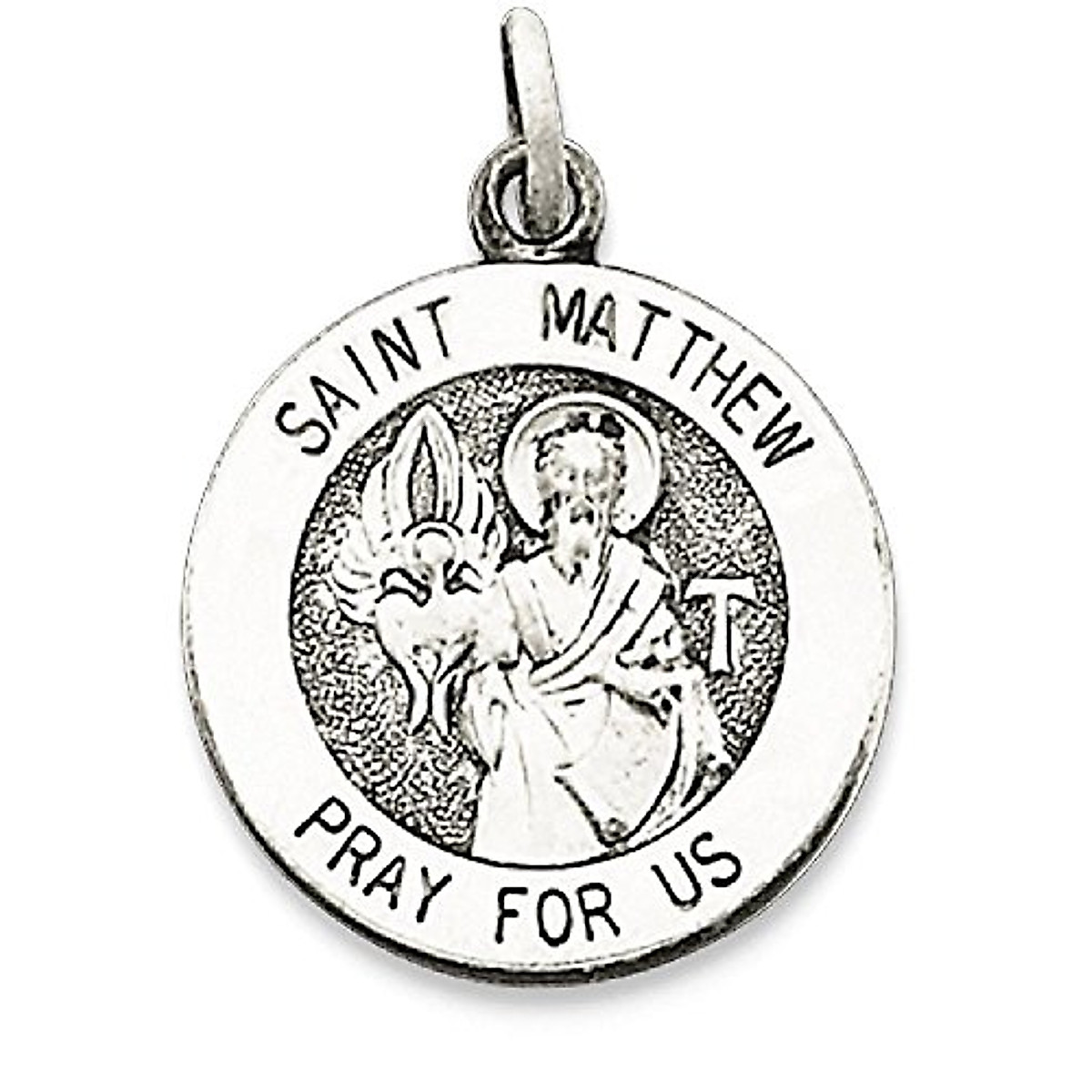 IceCarats 925 Sterling Silver Vintage Saint Matthew Medal Necklace Charm Pendant Only
