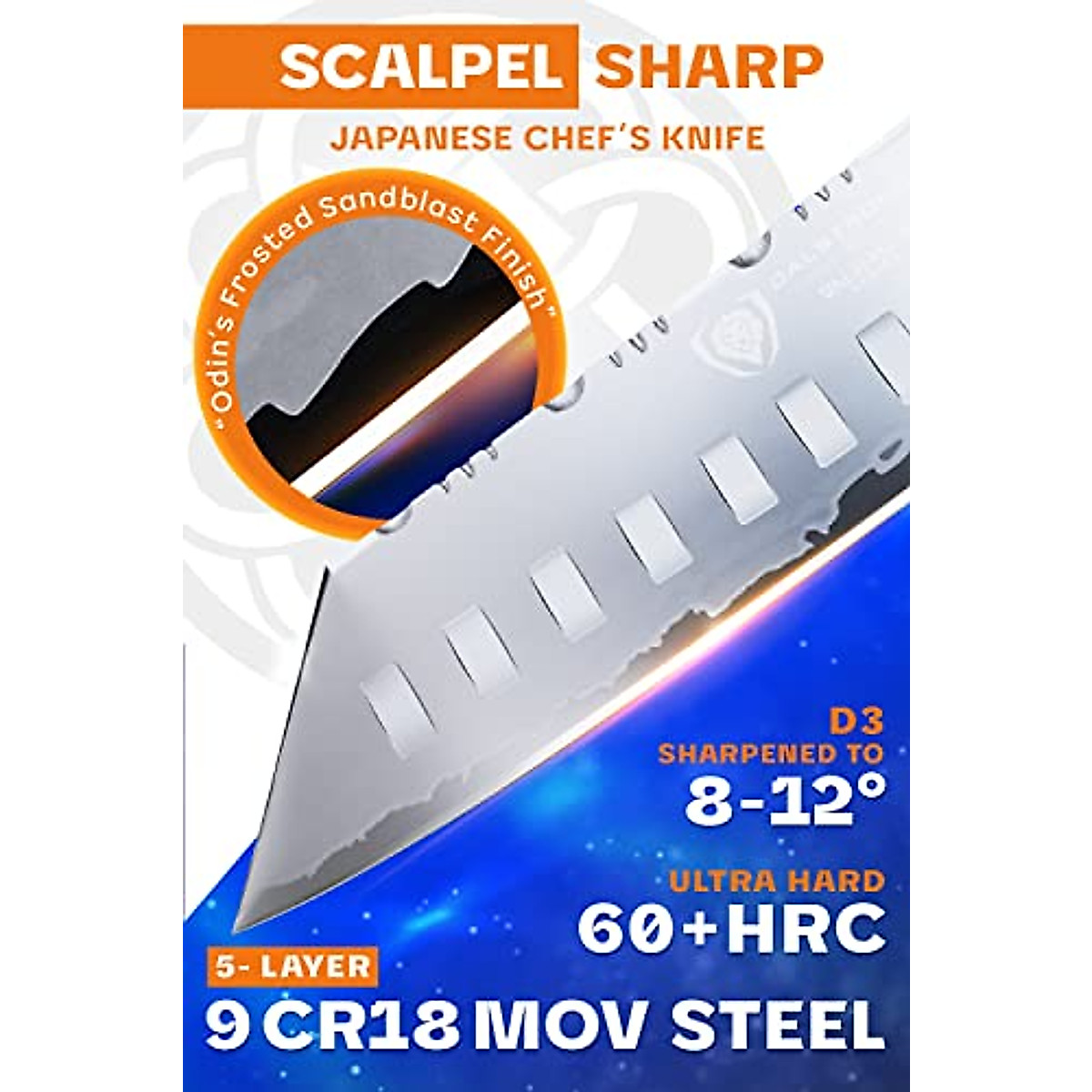 Dalstrong Santoku Knife - 7 inch - Valhalla Series - 9CR18MOV High Carbon Steel - Vegetable Knife - Celestial Resin & Wood Handle - w/Leather Sheath