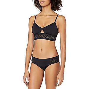 Seafolly Women's Standard Hipster Bikini Bottom Swimsuit with Zig Zag Trim, Active Black, 10 US