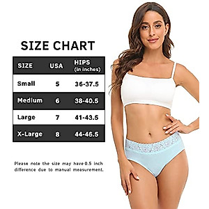 RHYFF Womens Underwear Cotton Bikini Panties Lace Soft Hipster Panty Ladies Stretch Full Briefs 5 Pack(R6004L-Light)