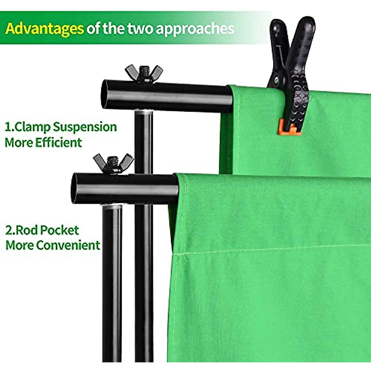 EMART Photo Video Studio Backdrop Stand Kit, 8.5x10ft Adjustable Photography Green Screen Support System with 3 Muslin Backgrounds for Photoshoot (Black White Green)