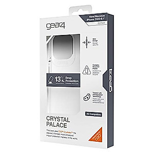 ZAGG Gear4 Crystal Palace Clear Case with Advanced Impact Protection [ Approved by D3O ], Slim, Tough Design for iPhone 12 Pro, iPhone 12 – Clear