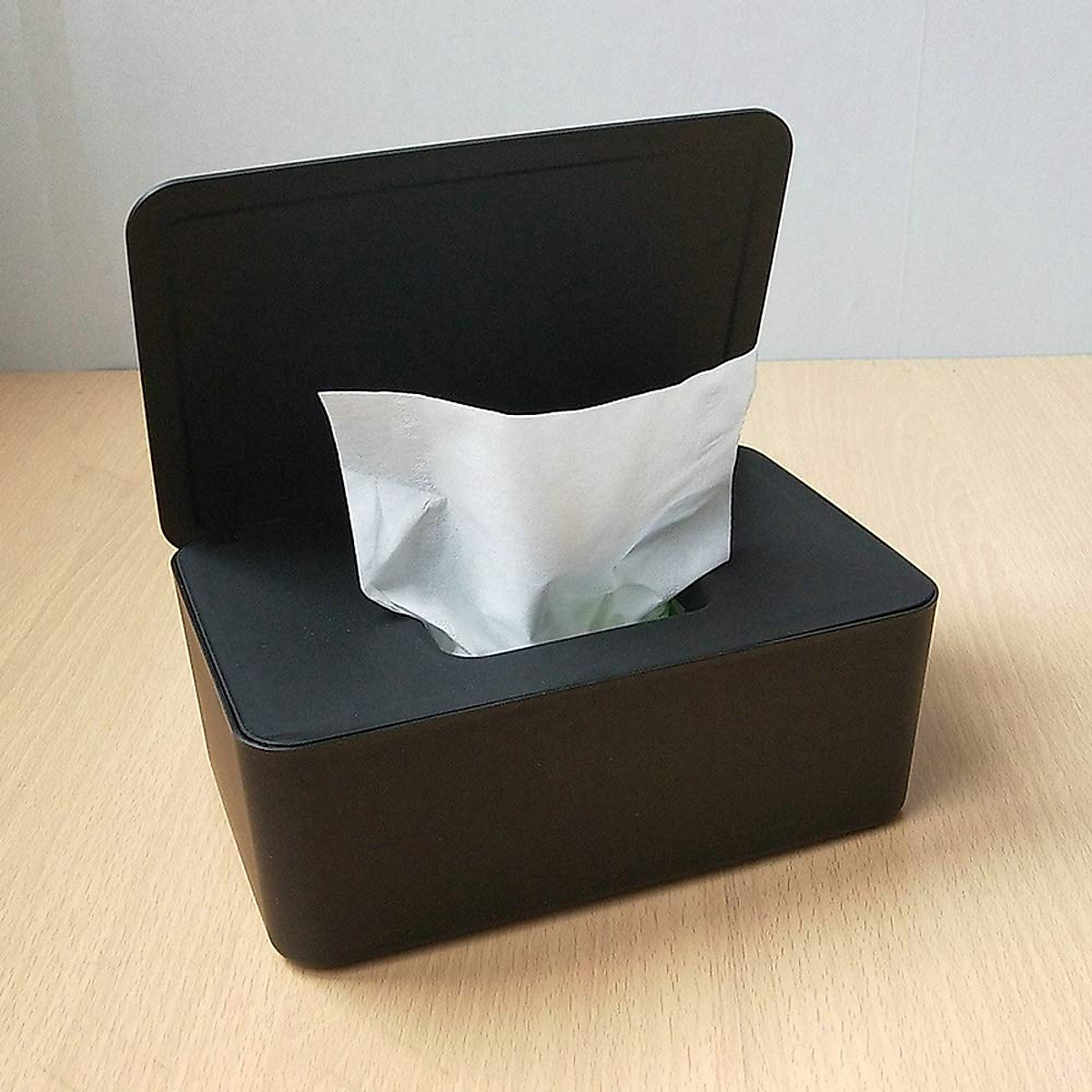 Wipes Dispenser, Baby Wipes Case, Dustproof Moisture-Keeping with Lid, Storage Case Tissues Box Non-Slip Wipe Container with Sealing Design for Home Office(Black)