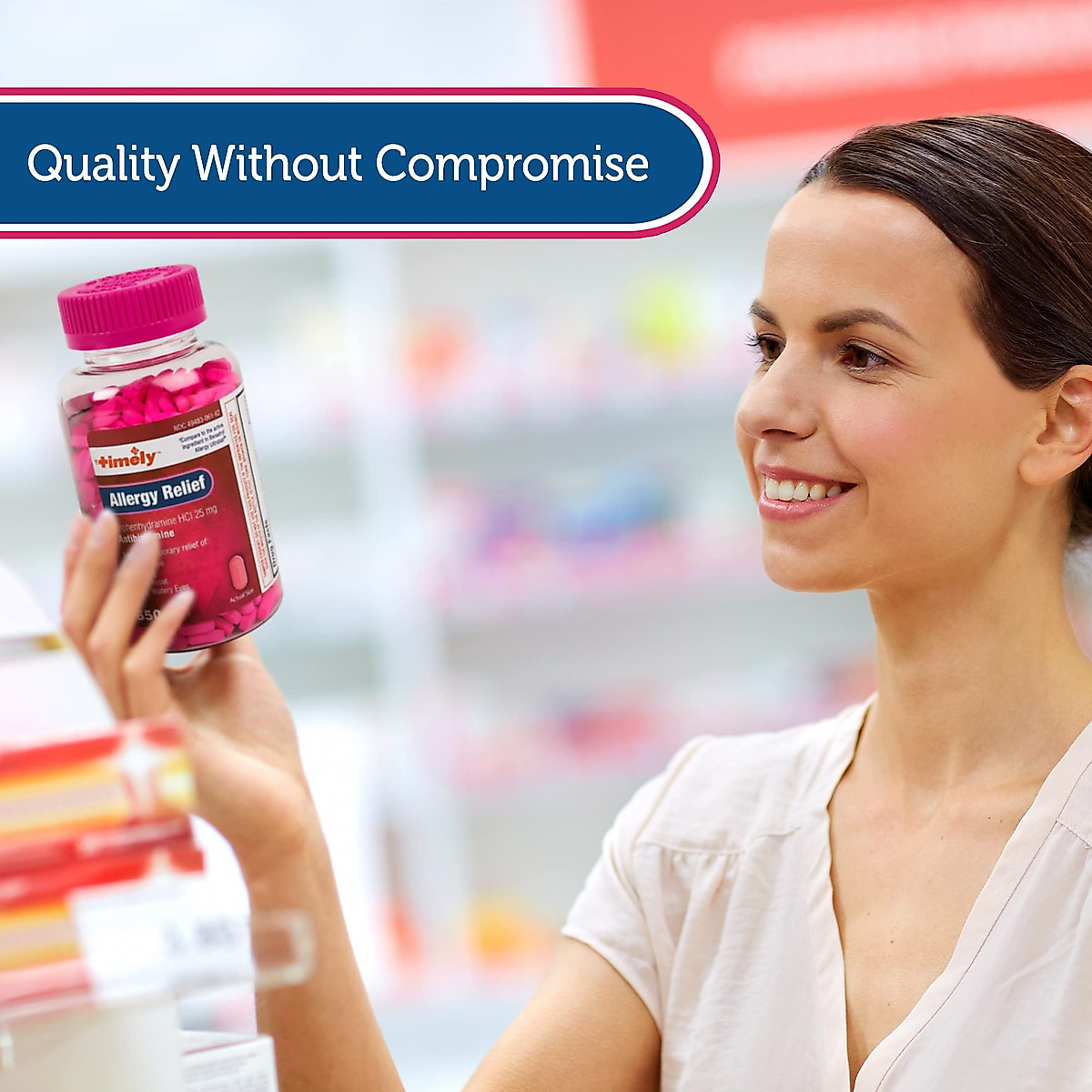 Timely Allergy Relief Diphenhydramine HCl 25 mg - 650 Caplets - Compared to Benadryl Allergy Ultratab - Antihistamine - Allergy Medication - Runny Nose Relief for Adults - Watery Eyes Treatment