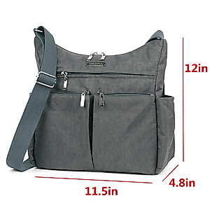 MHCNLL Anti Theft Crossbody Purse RFID Women Nylon Waterproof Lightweight Shoulder Bag (Dark Gray)