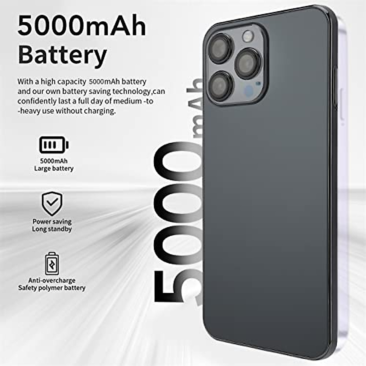 LJCM 3G Mobile Phone, 6.6 Inch HD Screen 7731E Quad Core 2.4G 5G Dual Band WiFi (#3)