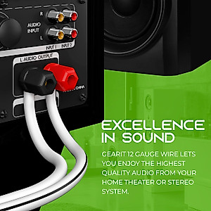 GearIT 12AWG Speaker Wire, Pro Series 12 Gauge Speaker Wire Cable (200 Feet / 60.96 Meters) Great Use for Home Theater Speakers and Car Speakers, White