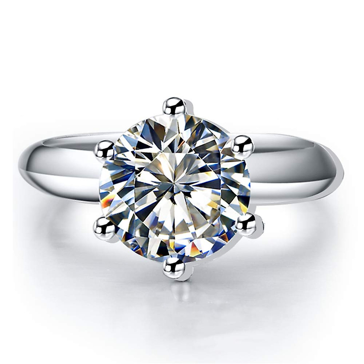 AINUOSHI 1/2/3/4 Carat Moissanite Engagement Rings for Women, 925 Sterling Silver Solitaire Round Cut (10mm) Diamond Wedding Band D-E Color Grade Gift for Wedding Anniversary