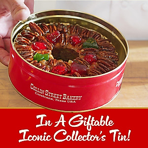 Collin Street Bakery DeLuxe Fruitcake - Handcrafted Fresh with Pecans, Pineapple, Papaya, Ripe Cherries, Raisins, & Honey - Giftable Collector's Tin - Baked in Texas Since 1896-8" - 102A