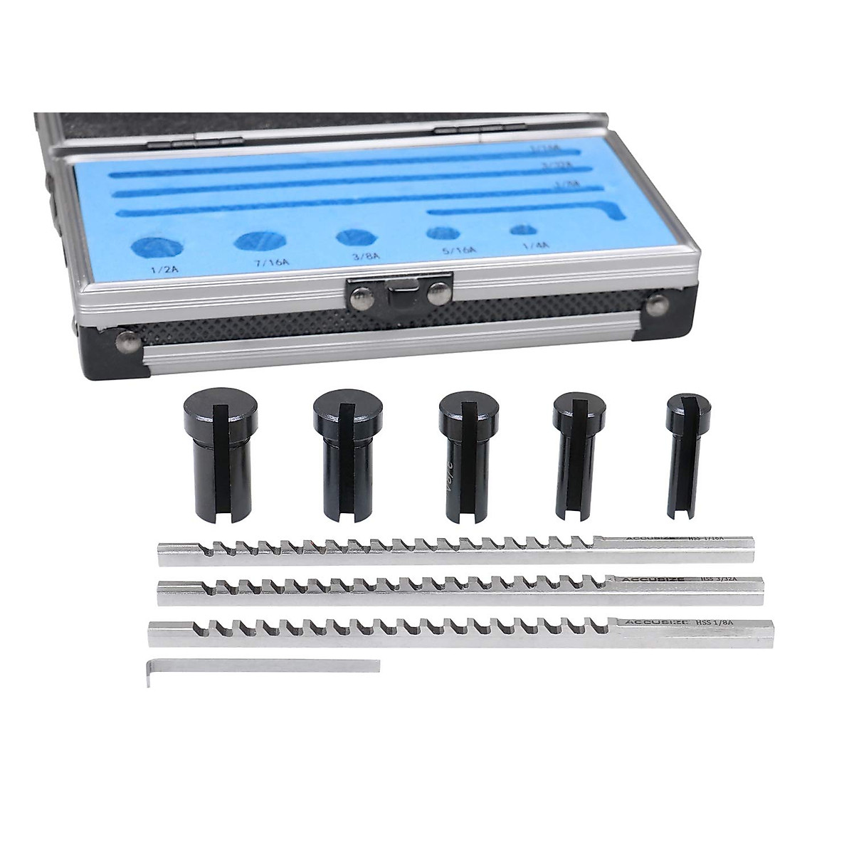 Accusize Industrial Tools No.00 Hss Keyway Broach Precision Sets in Fitted Wooden Box, 5100-0001