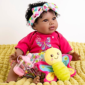 Aori Reborn Baby Dolls Black 22 inch African American Lifelike Newborn Baby Girl Doll with Butterfly Gift Set
