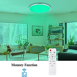 XCOFZOB RGB LED Flush Mount Ceiling Light with Remote Control, 12 Inch 24W 3000K-6500K Dimmable Color Changing Light Fixture, Modern Round Ceiling Lamp for Bedroom Bathroom Kitchen Kids Party