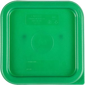 Lumintrail Cambro Polycarbonate Square 2 Quart and 4 Quart Clear Food Storage Containers, with 2 Kelly Green Lids, Bundle with a Measuring Spoon Set