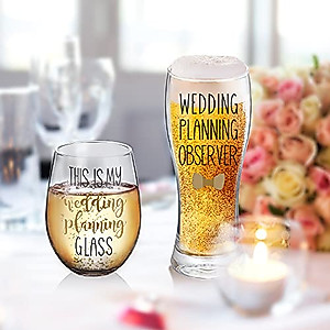 This is My Wedding Planning Glass Set, Engagement Gift for Couples, Mr & Mrs Gift, Anniversary, Wedding Gift for Newlyweds, Bride and Groom, Bridal Shower Gift Set