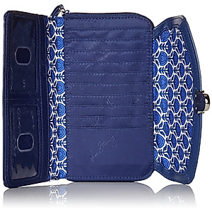 Vera Bradley Women's Cotton Ultimate Wristlet, Cobalt Tile with Navy, One Size