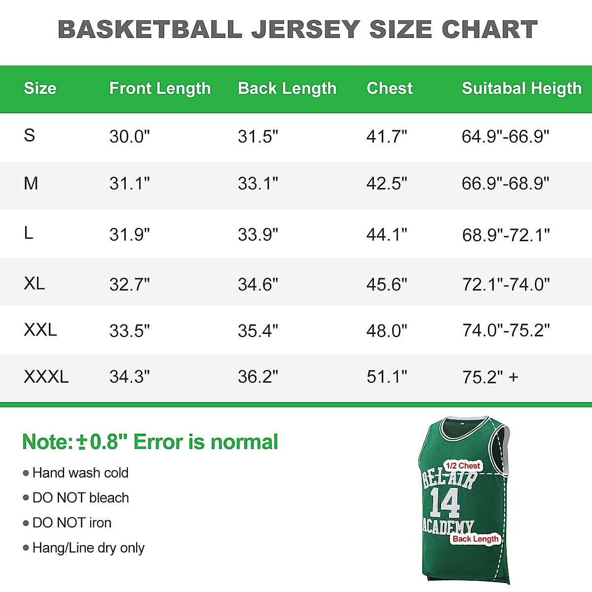 Kobejersey 14 Bel Air Academy Basketball Jersey S-XXXL (Green, XL)